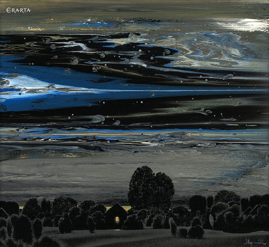 Картина «Ночь в деревне». Художник Максим Моргунов. Купить репродукцию ...